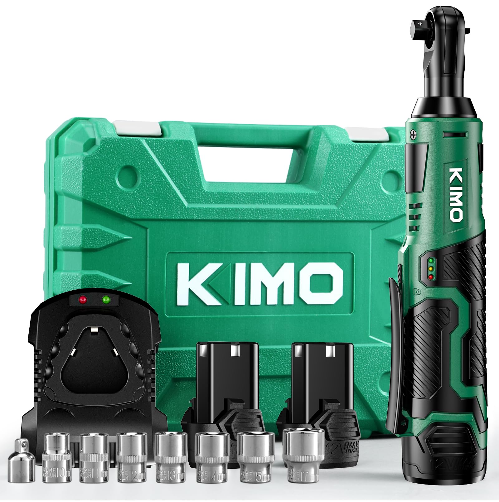 KIMO Cordless Electric Ratchet Wrench Set, 40 Ft-lbs, 400 RPM, 12V Cor – MonsterDeals.io