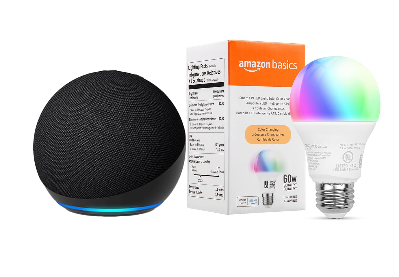 Echo Dot with Amazon Basics Smart Color Bulb – MonsterDeals.io