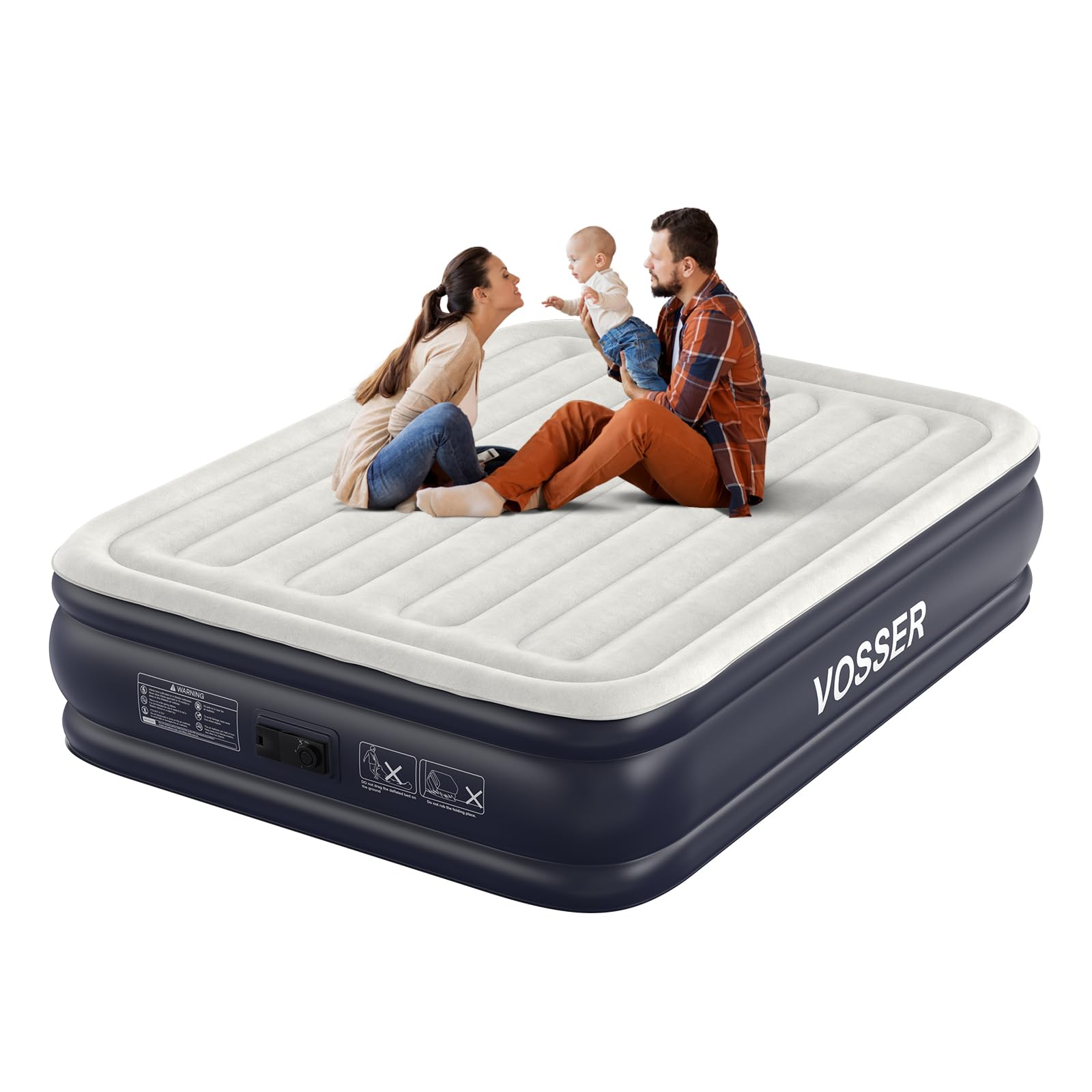 VOSSER Air Mattress Queen with Built in Pump,18'' Inflatable Mattress ...