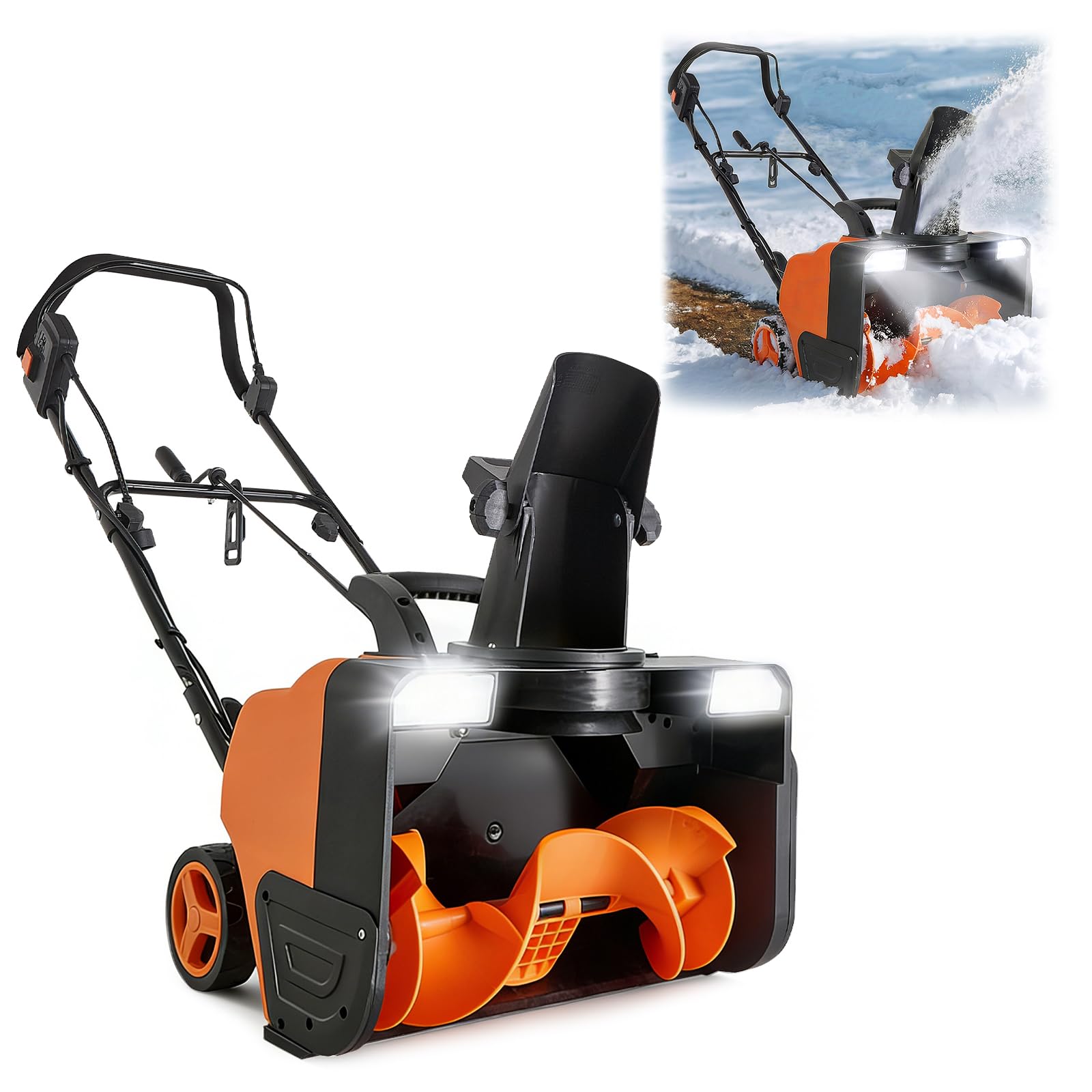 VEVOR Electric Snow Blower, 20 inch 15A Corded Snow Thrower with Dual ...