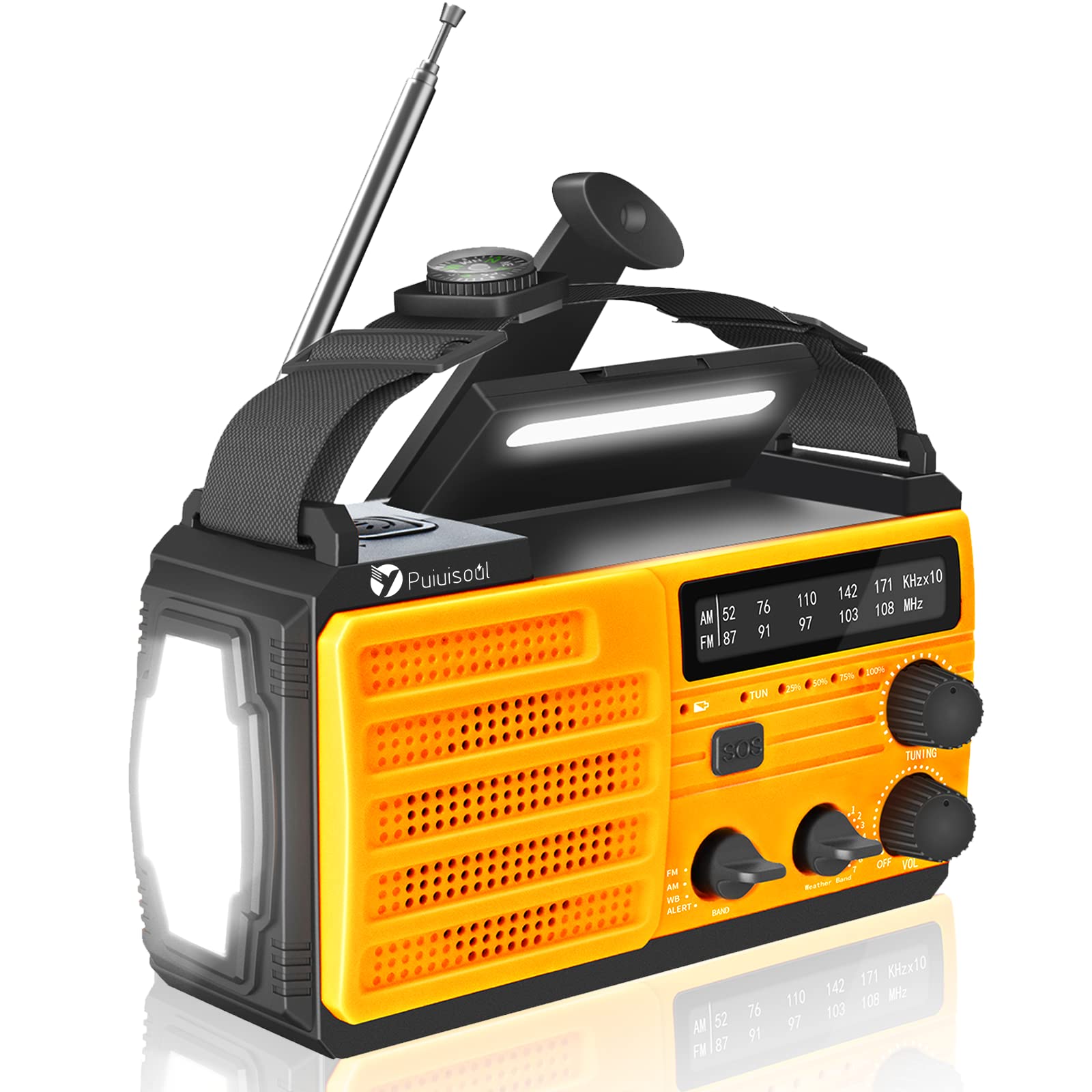 Emergency-Radio,Puiuisoul 8000mAh Portable Weather Solar Radios with H ...