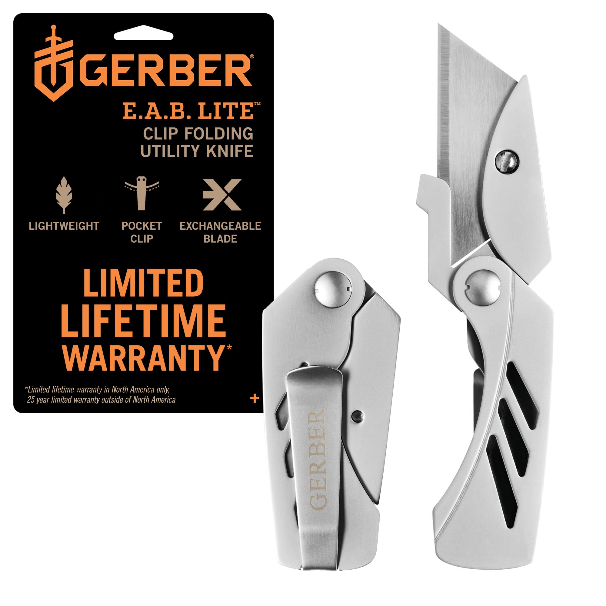 Gerber Gear EAB Lite Pocket Razor Knife with Money Clip - EDC Gear Fol ...