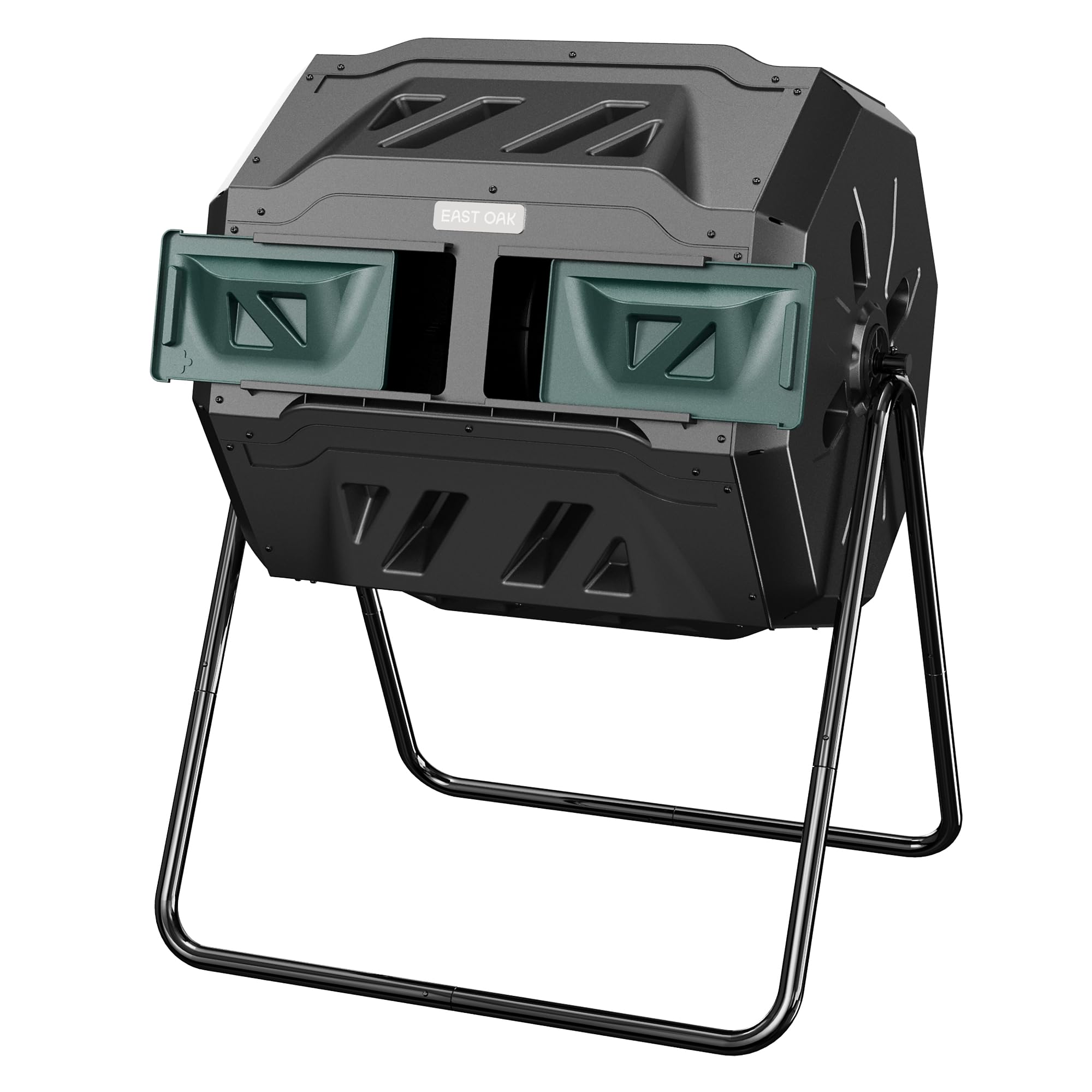 EAST OAK Compost Tumbler Outdoor, 43-Gal Dual Chamber Compost Bin with ...