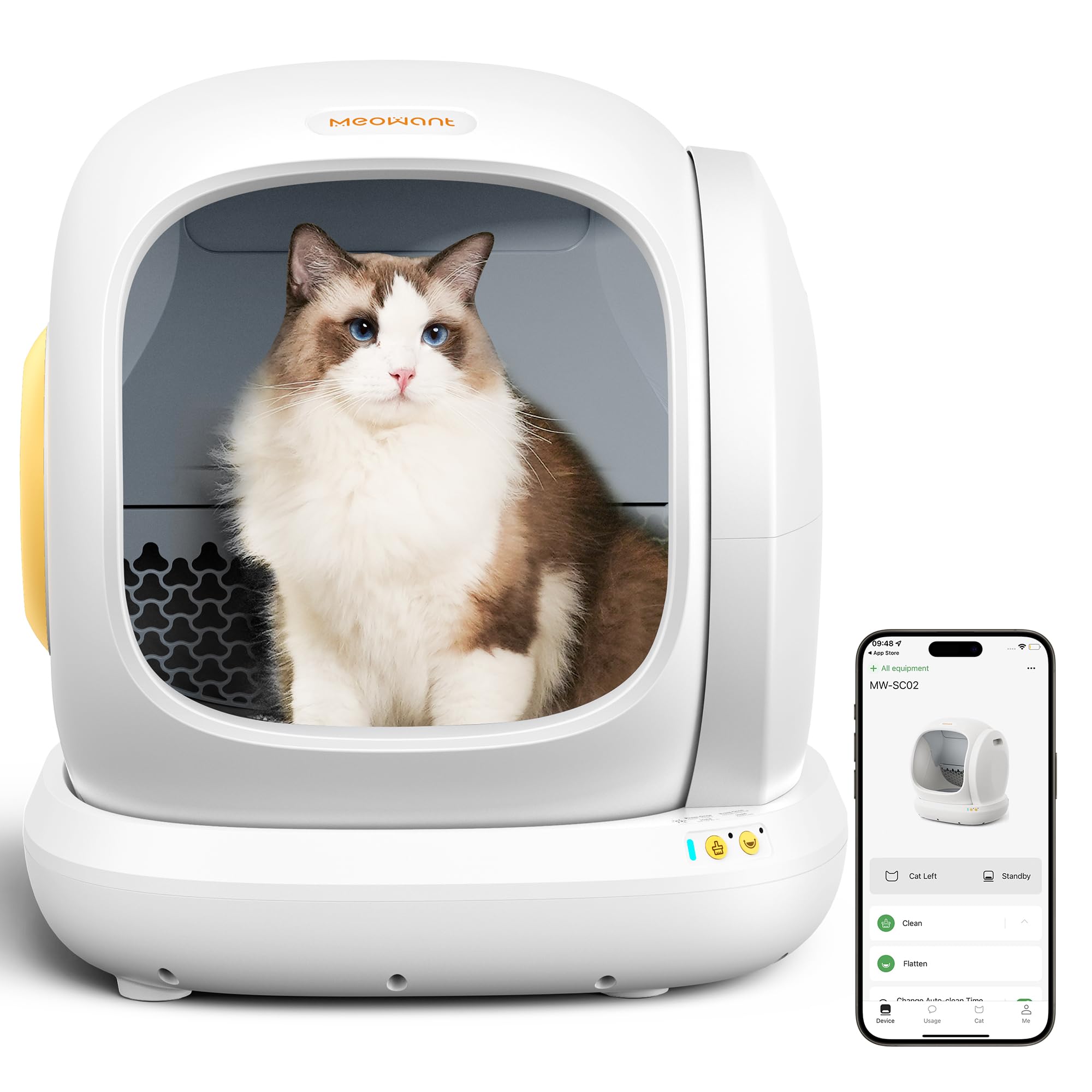 MeoWant Self-Cleaning Cat Litter Box, 75L Extra Large Open Automatic C ...