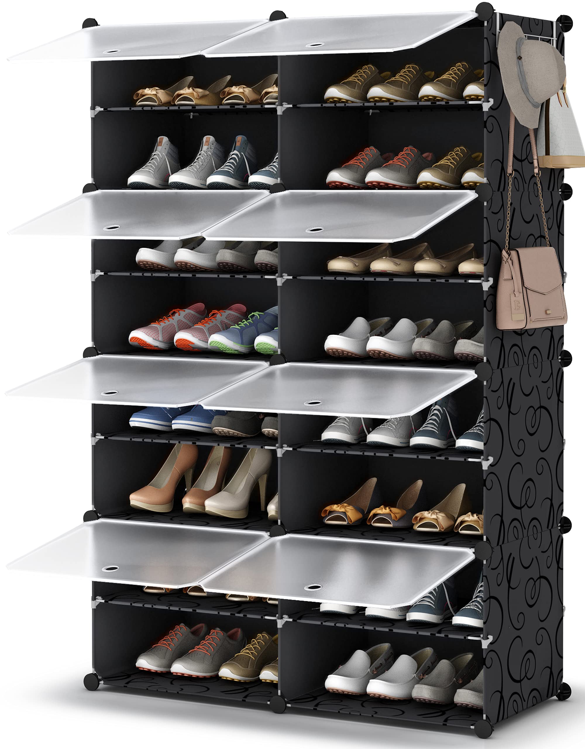 HOMIDEC Shoe Rack, 8 Tier Shoe Storage Cabinet 32 Pair Plastic Shoe Sh ...