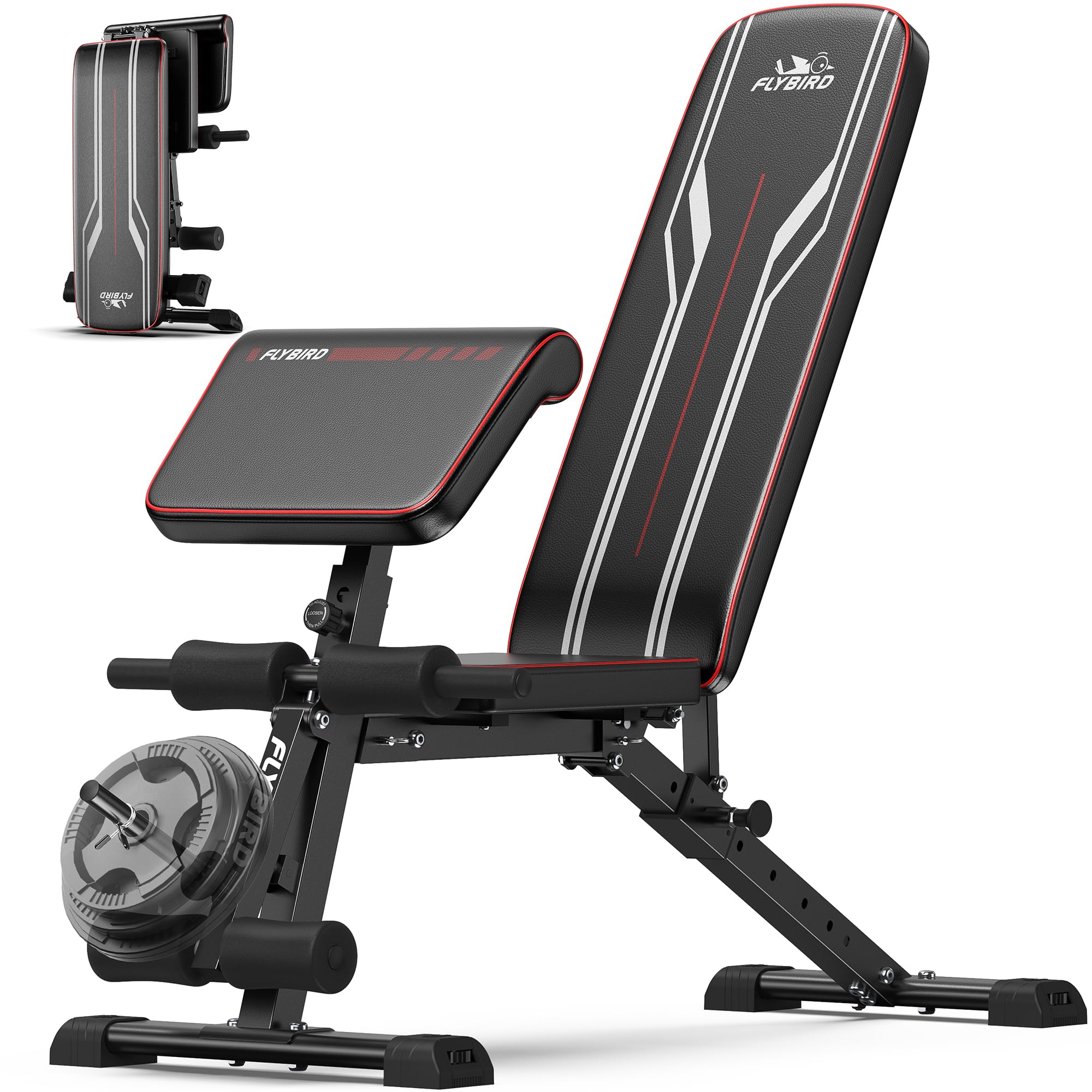 FLYBIRD 3 in 1 Adjustable Weight Bench with Leg Extension & Preacher C ...
