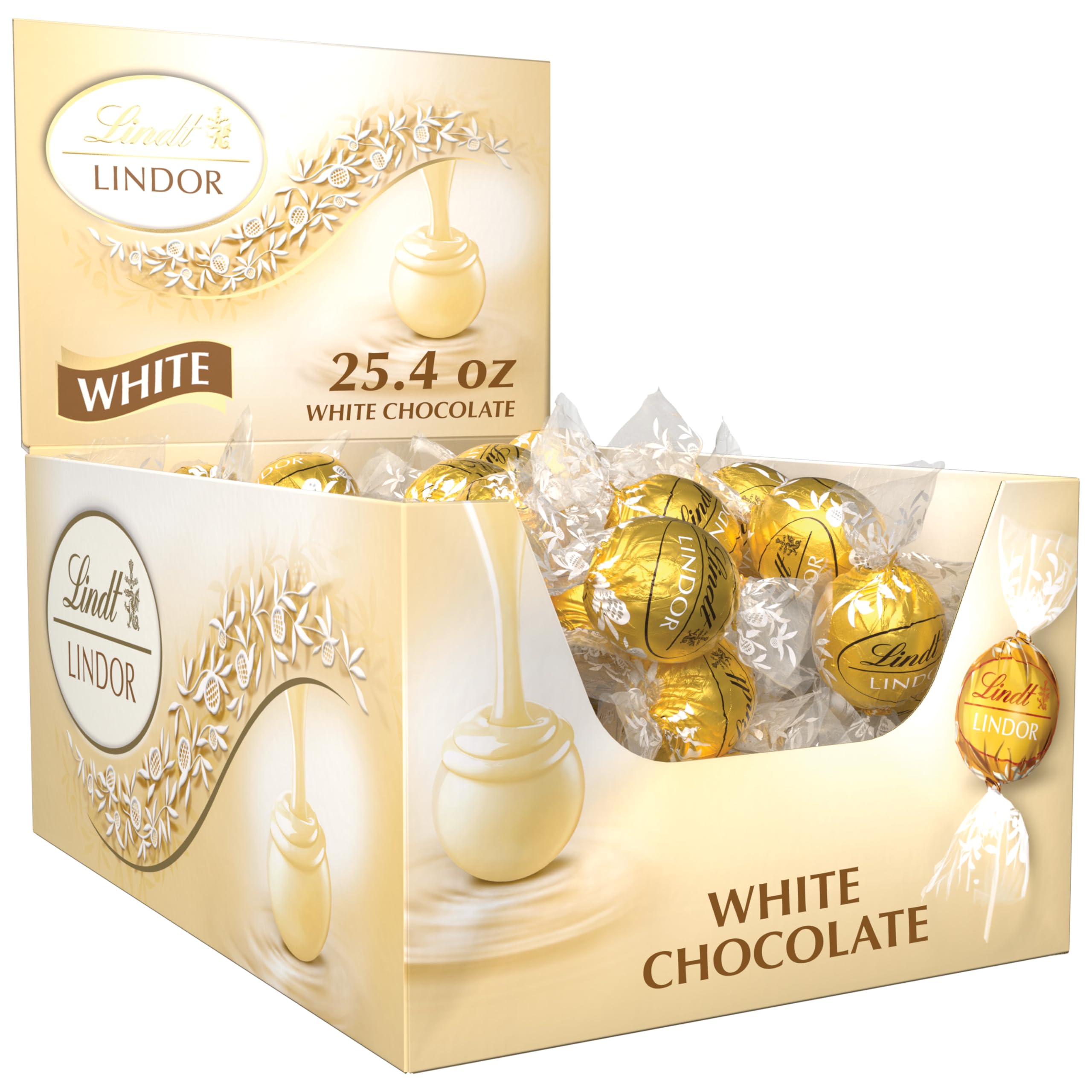 Lindt LINDOR White Chocolate Candy Truffles, White Chocolate Candy wit ...