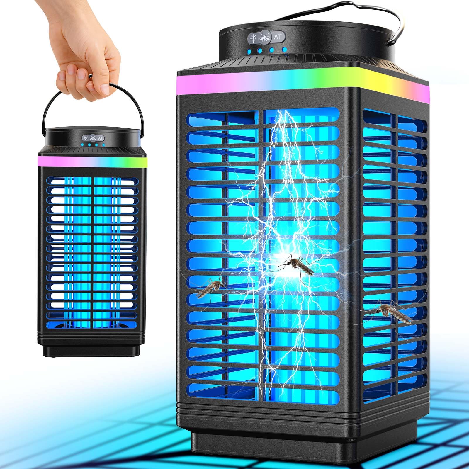 Bug Zapper Outdoor, 4-in-1 4200V Electric Mosquito Zapper, Cordless Re ...