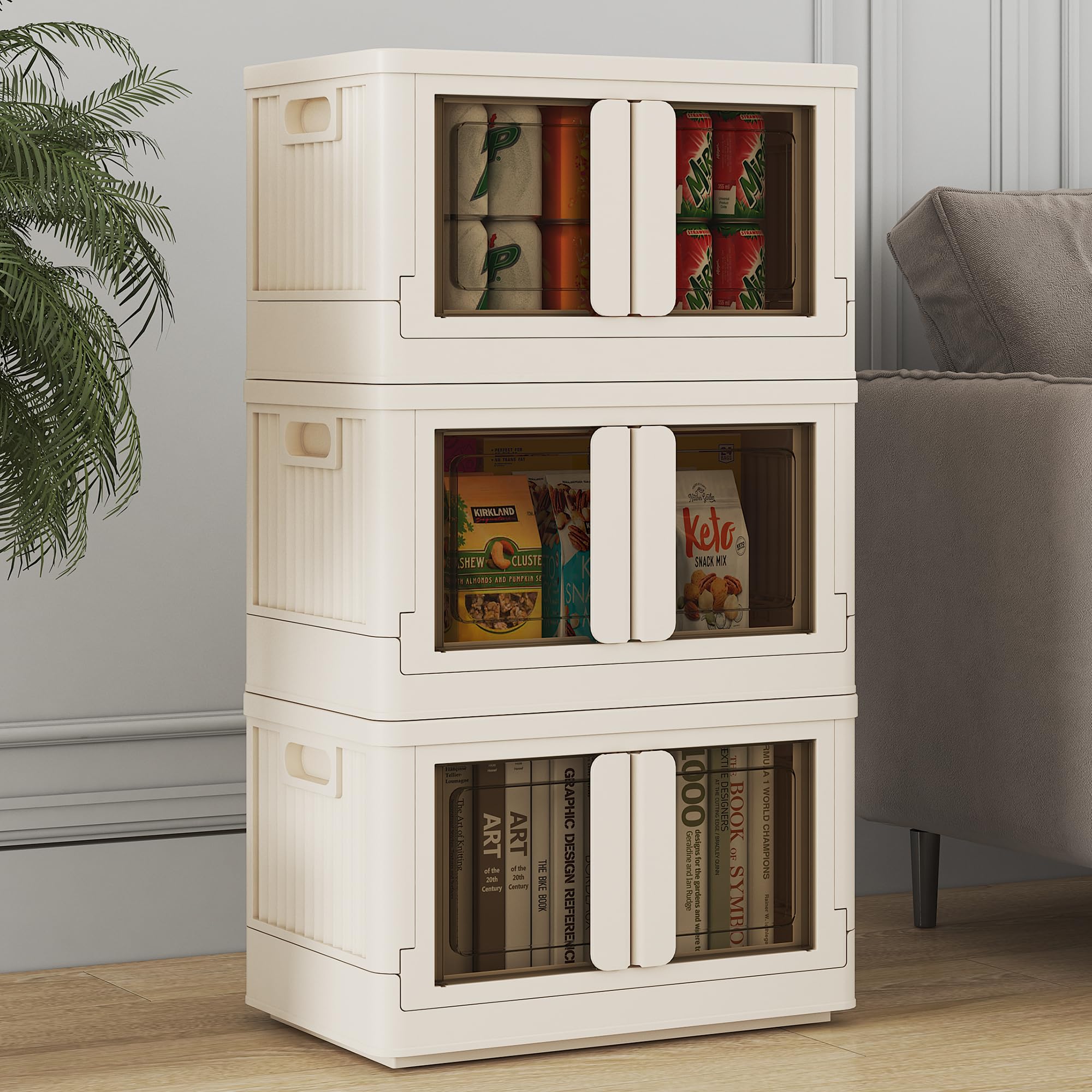 FLEXIMOUNTS Stackable Storage Bins With Lids, Collapsible Plastic Stor ...
