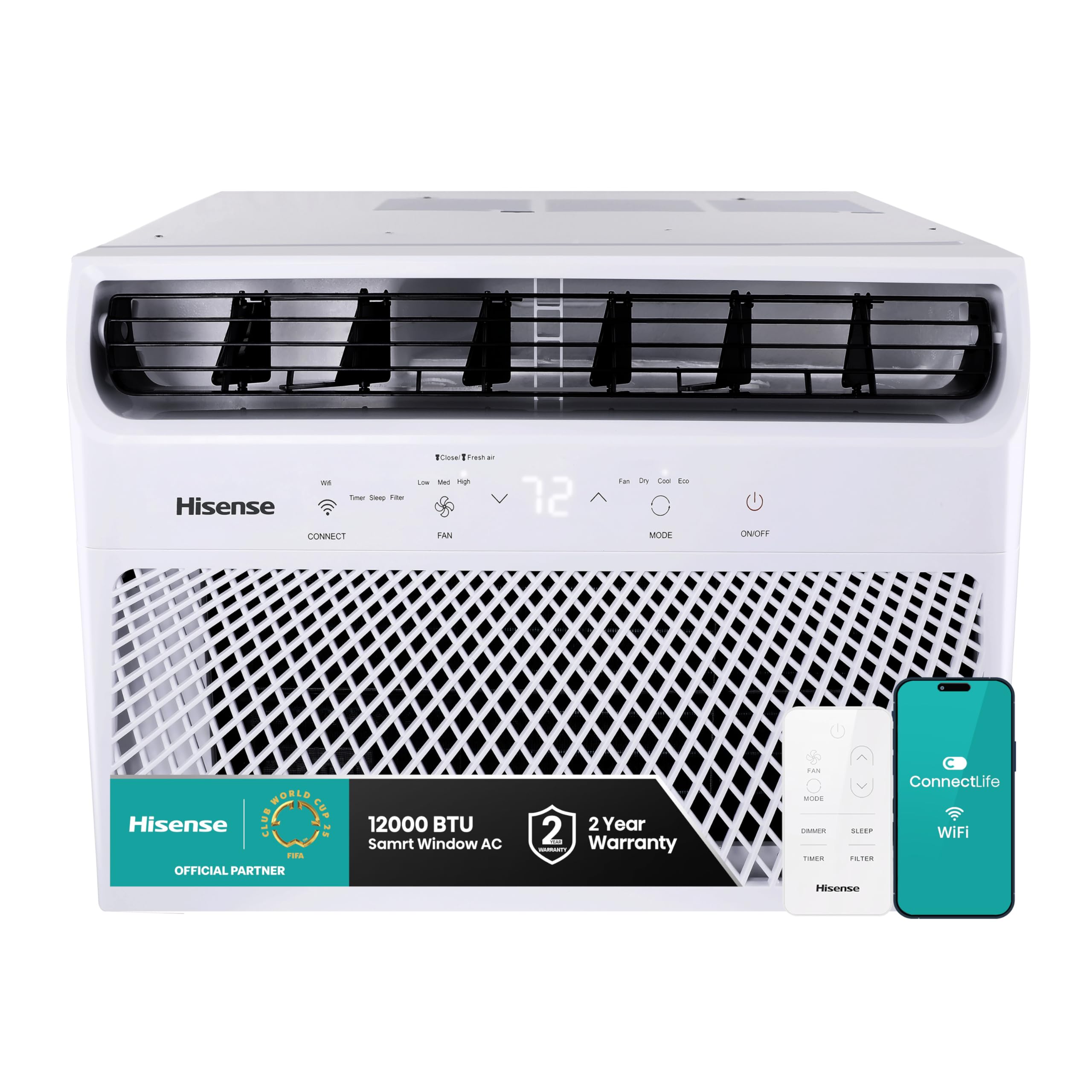 Hisense WC12W25A 12,000 BTU Smart Window Air Conditioner, White ...