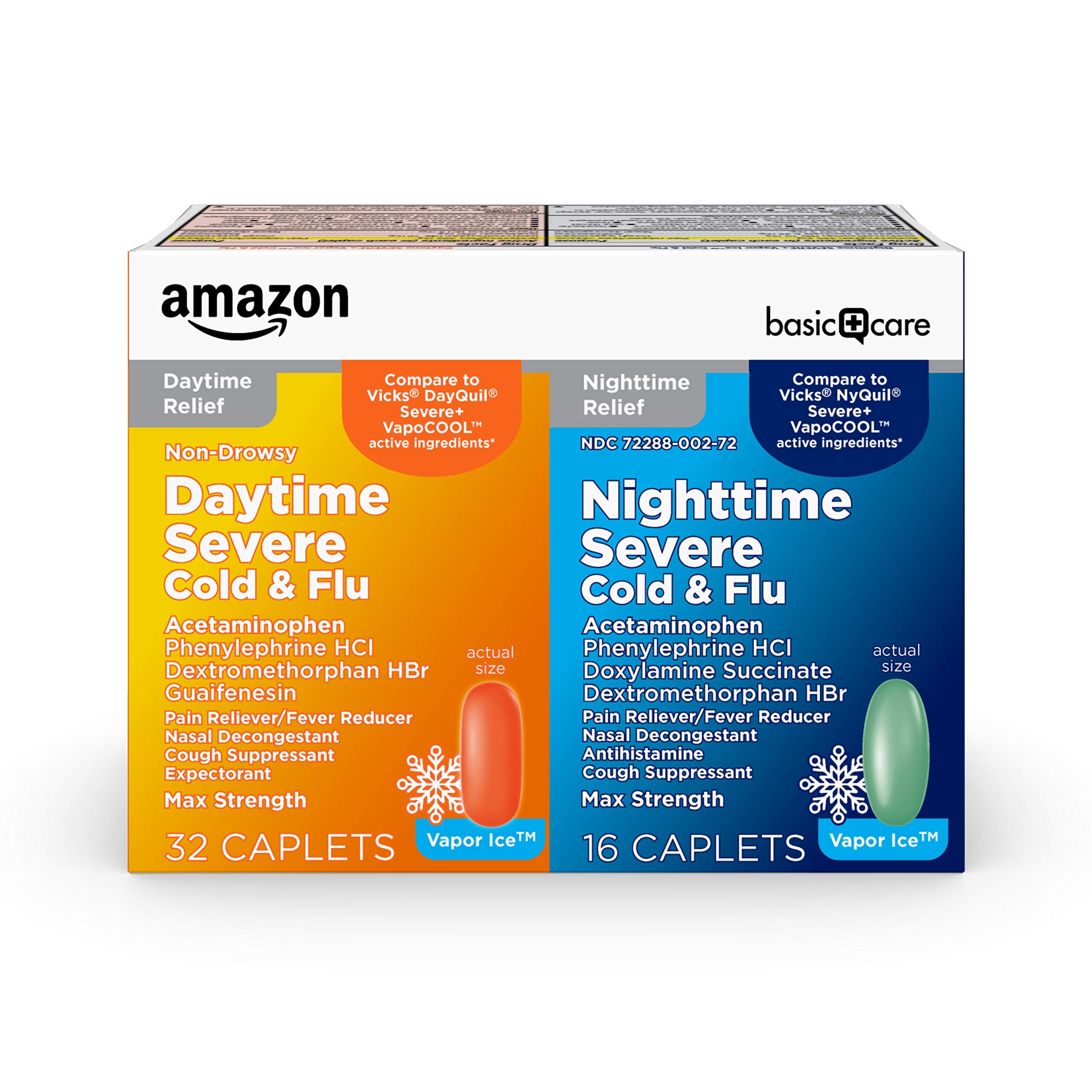 Amazon Basic Care Vapor Ice Day and Night Severe Cold and Flu Relief C ...