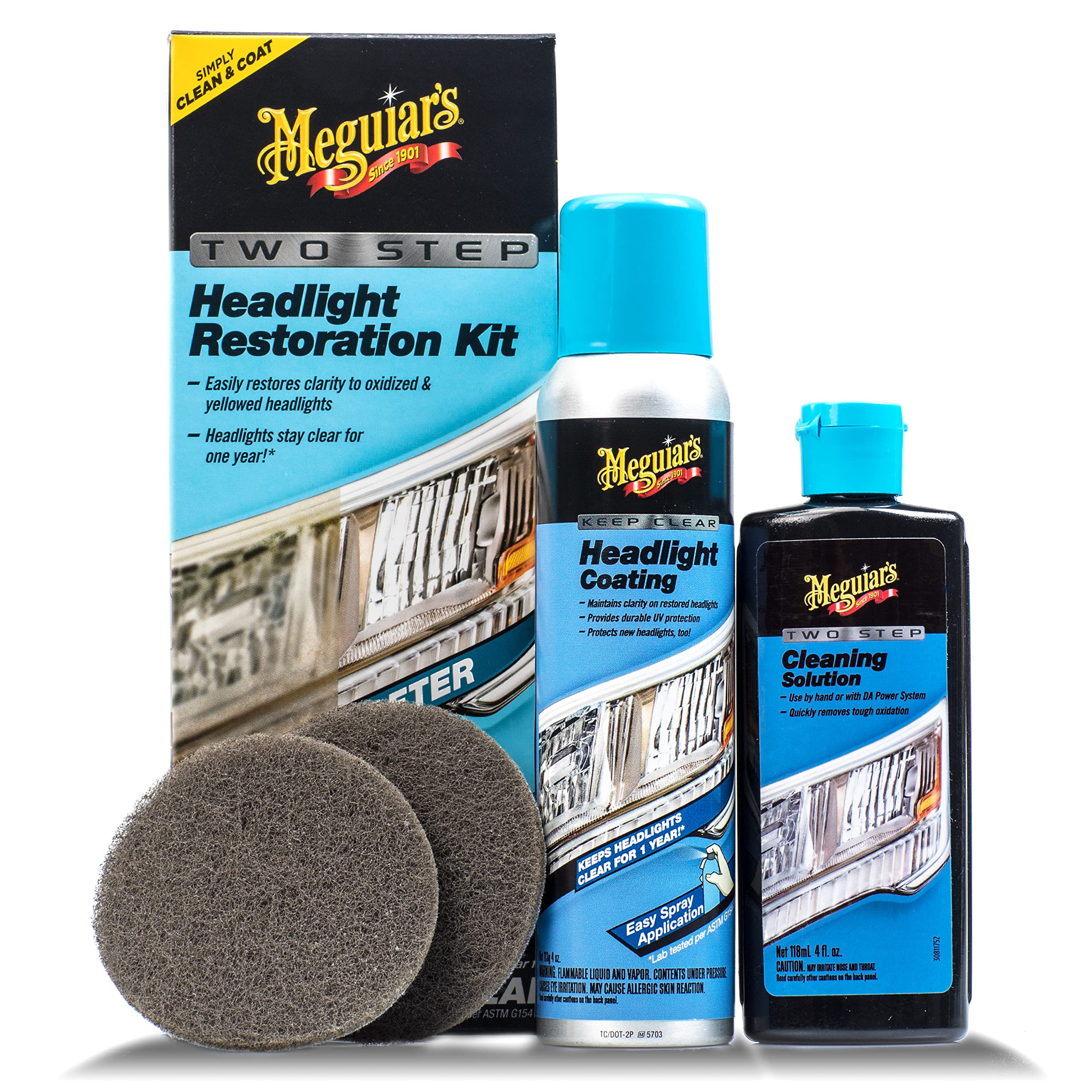 Meguiar's Two Step Headlight Restoration Kit, Headlight Cleaner Restor ...