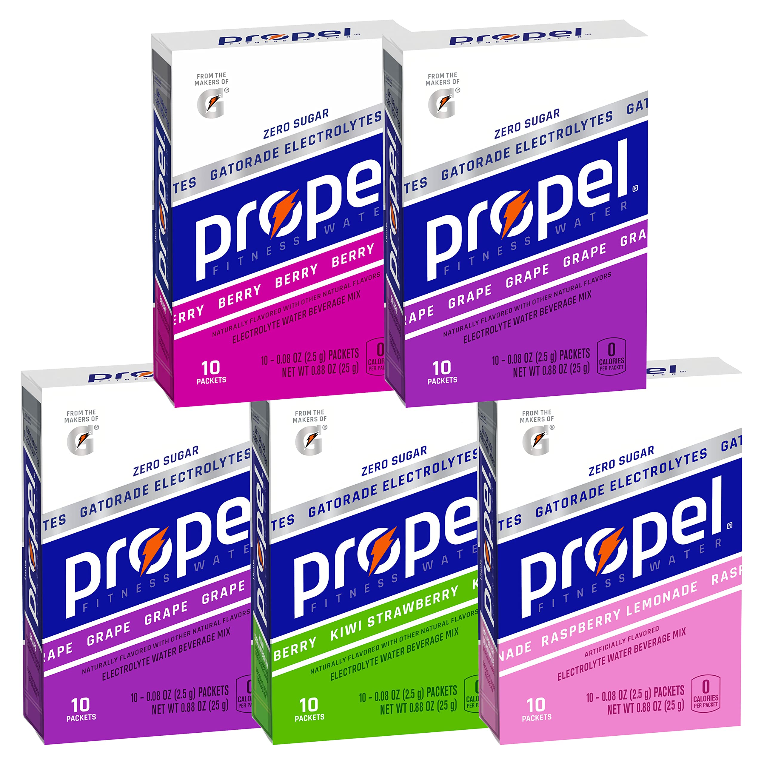 Propel Powder Packets 4 Flavor Variety Pack With Electrolytes, Vitamin ...