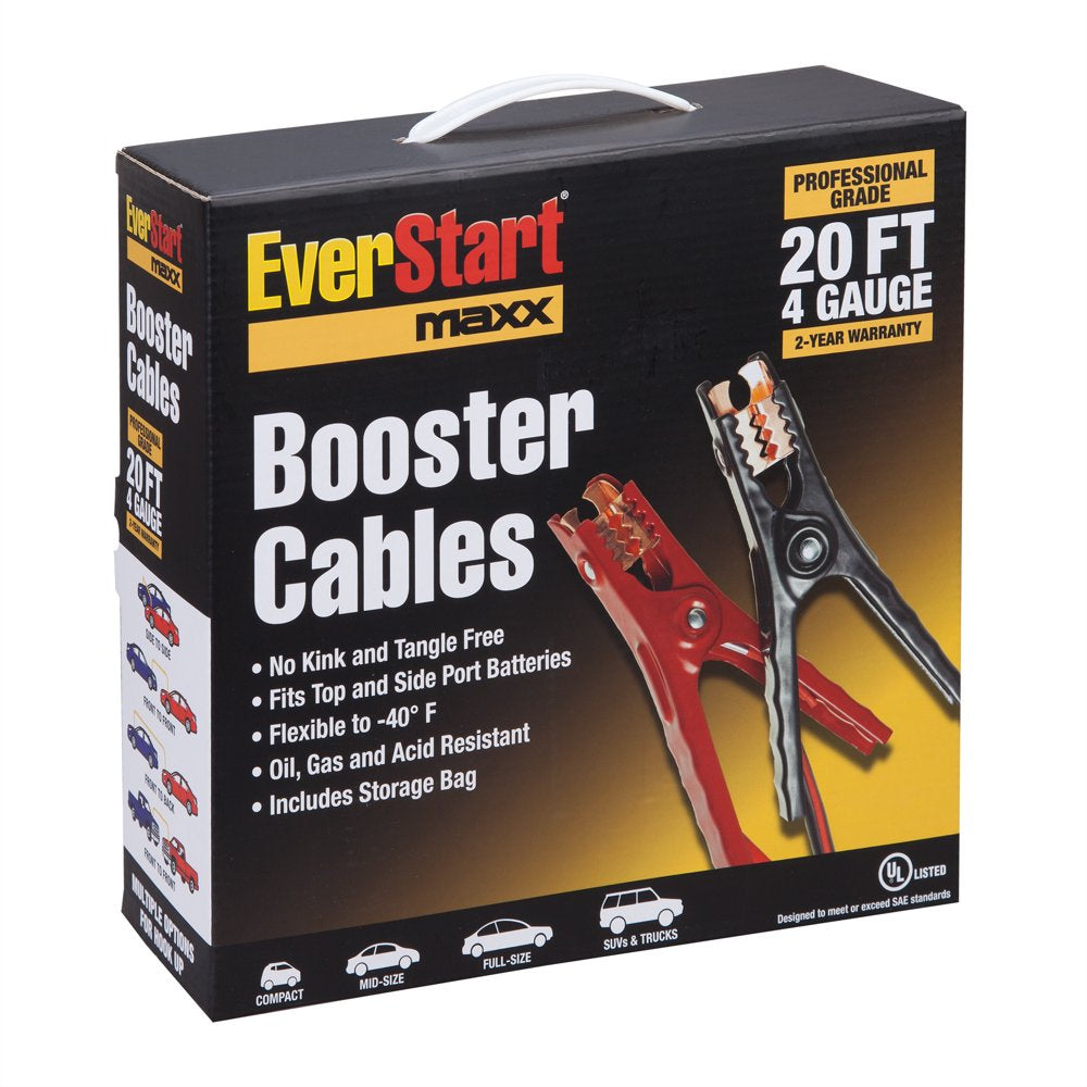 Everstart 20 Foot 4 Gauge, Automotive Booster Cables, Jumper Cables ...