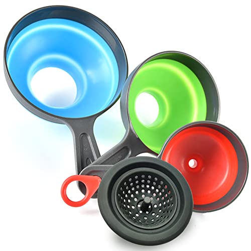 Delove Canning Funnel with Strainer - Wide Mouth Food Funnels for Kitc ...