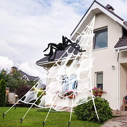 AODINI Spider Web Halloween Decorations, 16 ×15 Feet Giant Triangular ...