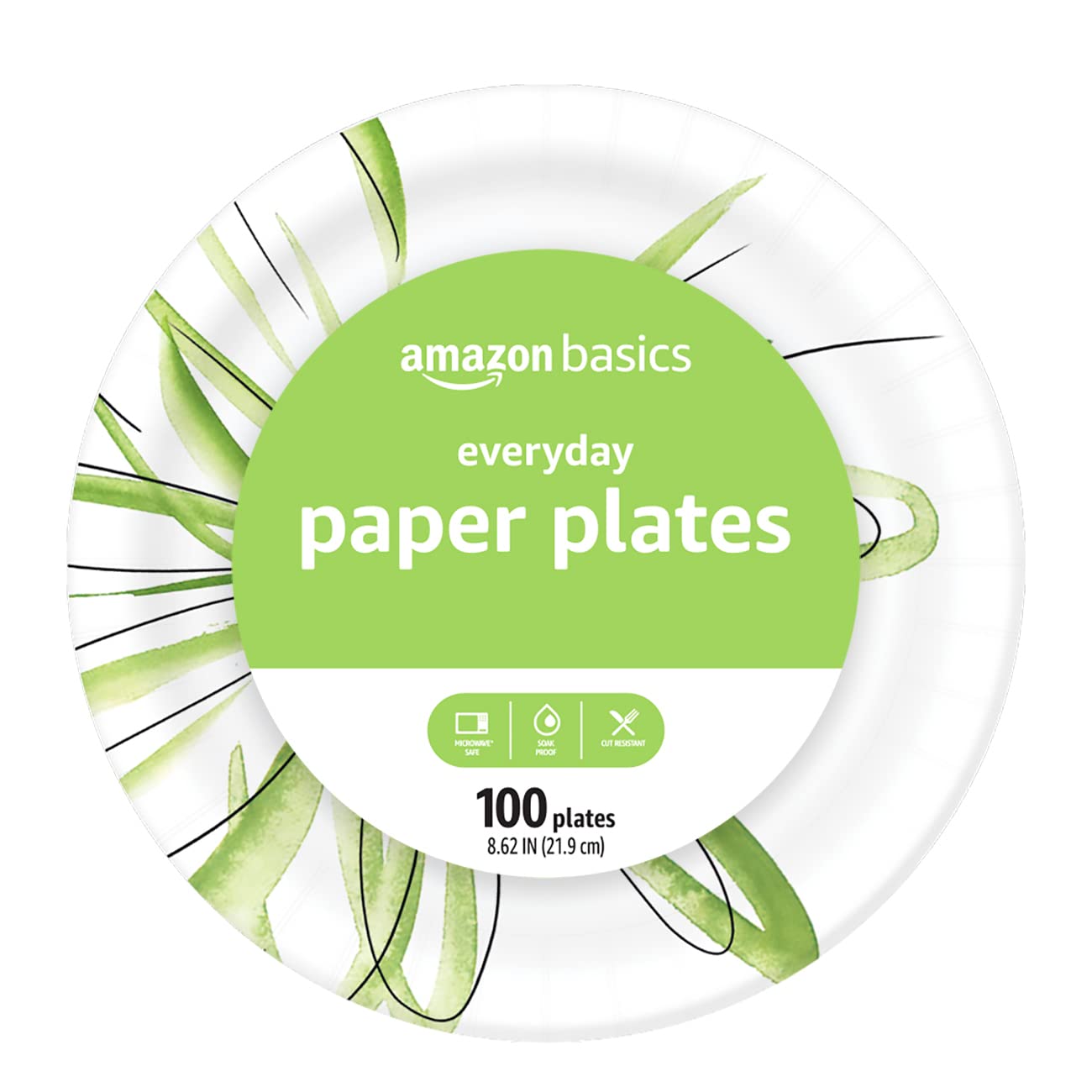 Amazon Basics Everyday Paper Plates, 8 5/8 Inch, Disposable, 100 Count ...