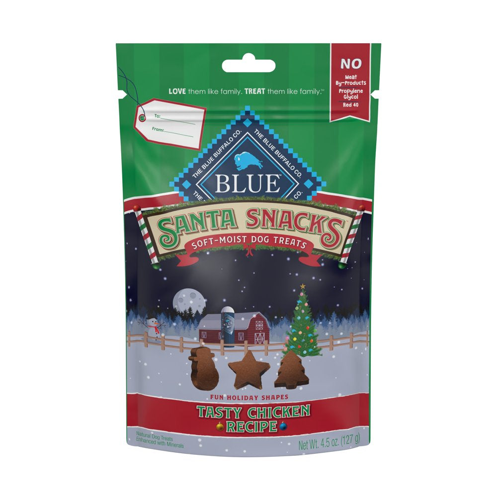 Blue Buffalo Santa Snacks Chicken Flavor Soft Treats for Dogs, Whole G ...