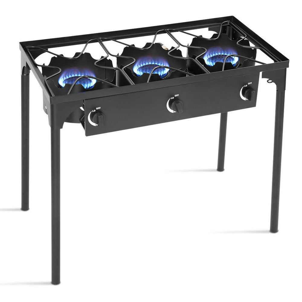 Goplus Portable Propane 225,000-BTU 3 Burner Gas Cooker Outdoor Camp S ...