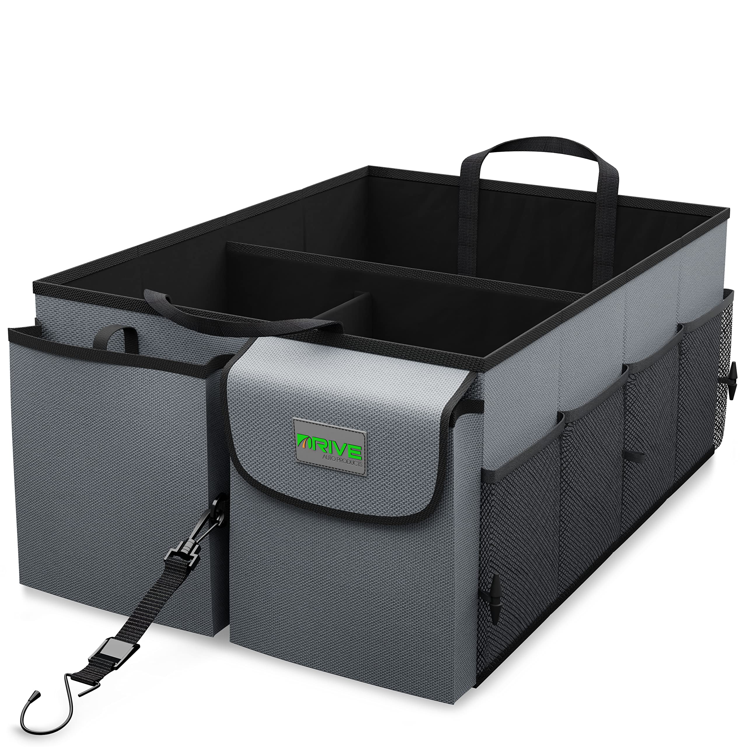 Drive Auto - Compact Car Trunk Organizer with Adjustable Straps - Grey ...