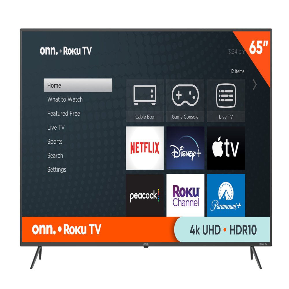 onn. 65” Class 4K UHD (2160P) LED Roku Smart TV HDR (100012587 ...