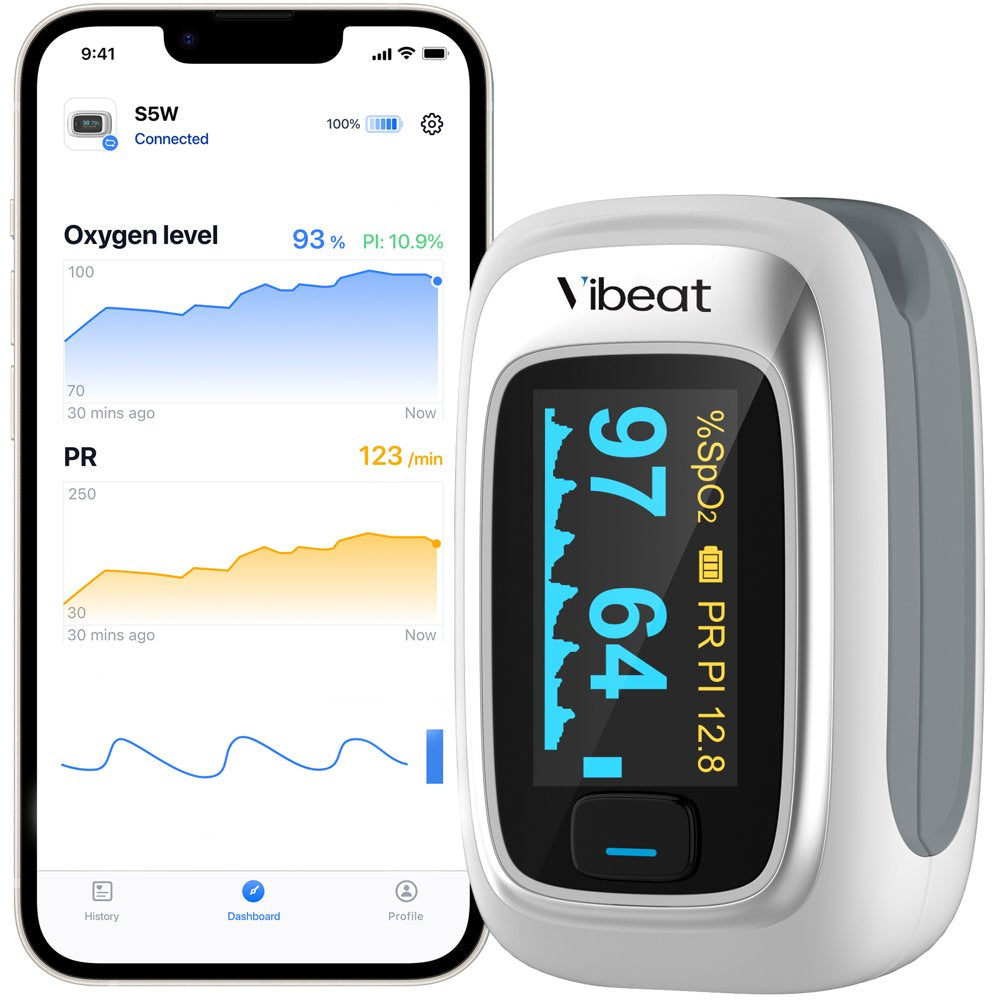 Fingertip Pulse Oximeter | Bluetooth Finger Oxygen Monitor & Pulse Rat ...