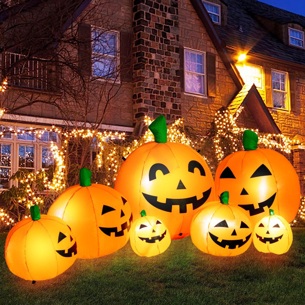 8 FT Long Halloween Inflatables Pumpkin Decorations with Build-in LED ...