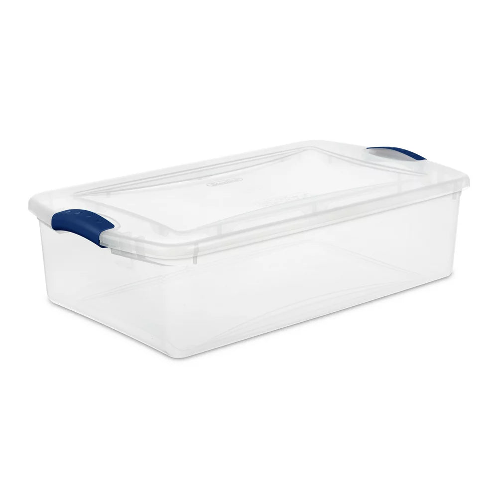 Sterilite 32 Qt. Clear Plastic Latch Box Plastic, Stadium Blue ...