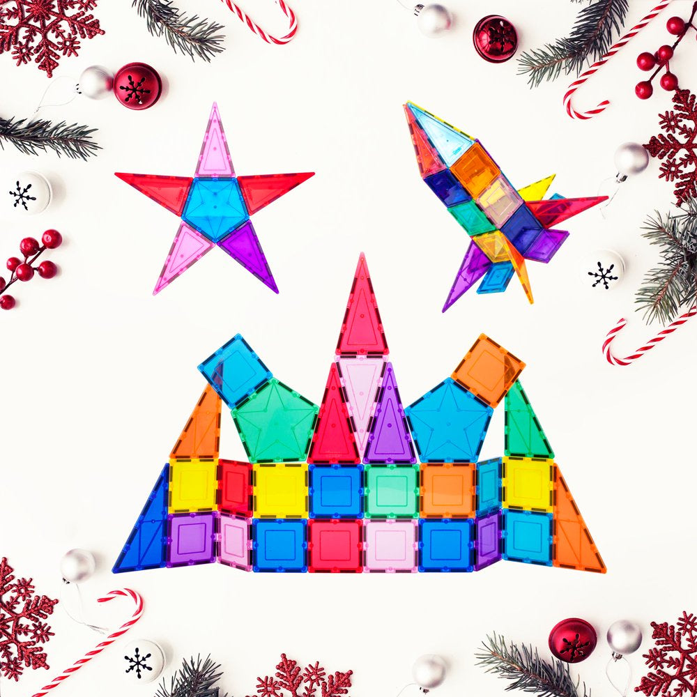 PicassoTiles 32 Piece Magnetic Building Block Rocket Booster Theme Set ...